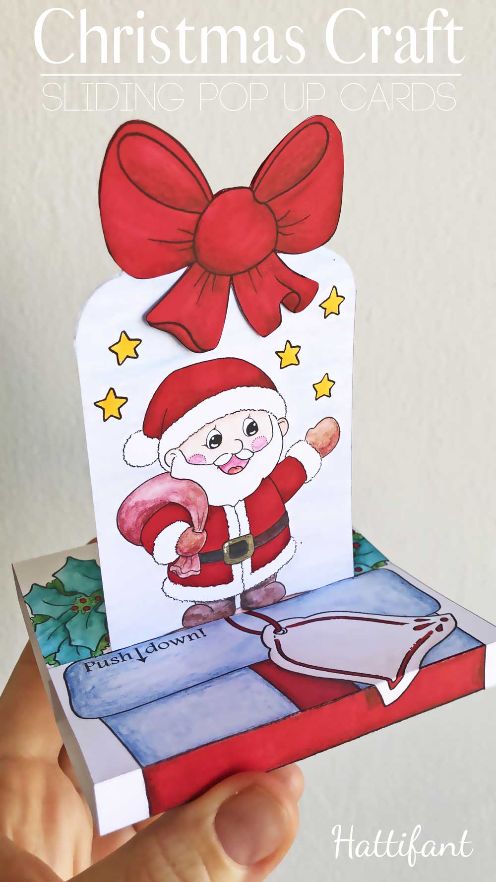Christmas Sliding Pop Up Cards to Color - Hattifant