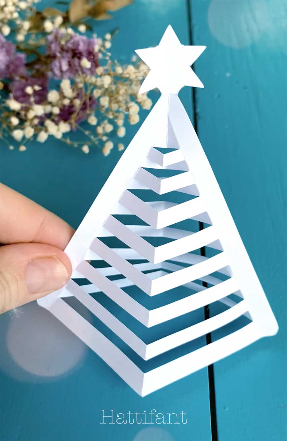 Hattifant 3D Christmas Paper Trees papercut simple free templates 